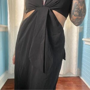 SHEIN | Dresses | Shein Black Maxi Hoochie Dress Strappy Cut Outs Size ...